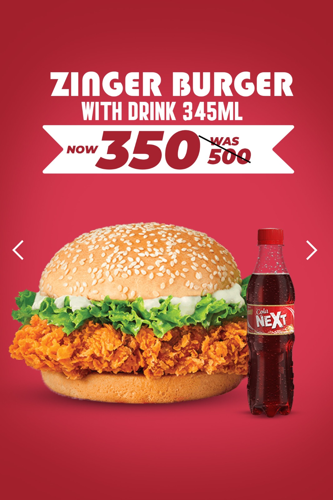 Zinger Burger With Drink - Amus Bakeshop